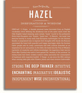 Hazel Personalized Name Meaning Art Prints – Name Stories