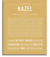 Hazel Personalized Name Meaning Art Prints – Name Stories
