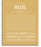 Hazel Personalized Name Meaning Art Prints – Name Stories