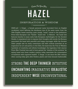 Hazel Personalized Name Meaning Art Prints – Name Stories