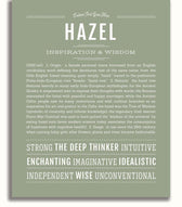 Hazel Personalized Name Meaning Art Prints – Name Stories