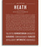 Heath Personalized Name Meaning Art Prints – Name Stories
