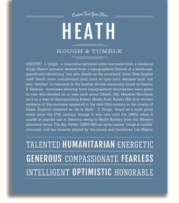 Heath Personalized Name Meaning Art Prints – Name Stories