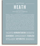 Heath Personalized Name Meaning Art Prints – Name Stories