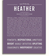 Heather Personalized Name Meaning Art Prints – Name Stories