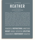 Heather Personalized Name Meaning Art Prints – Name Stories
