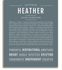 Heather Personalized Name Meaning Art Prints – Name Stories