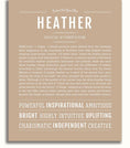 Heather Personalized Name Meaning Art Prints – Name Stories