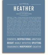 Heather Personalized Name Meaning Art Prints – Name Stories
