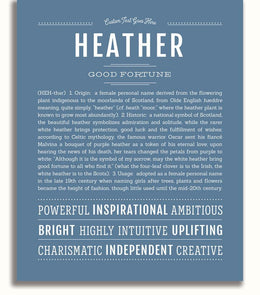 Heather Personalized Name Meaning Art Prints – Name Stories