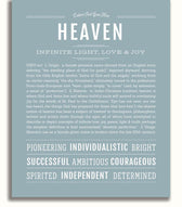 Heaven Personalized Name Meaning Art Prints – Name Stories