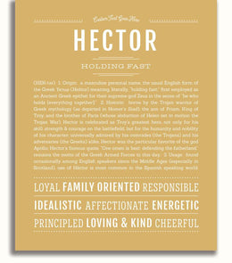 Hector Personalized Name Meaning Art Prints – Name Stories