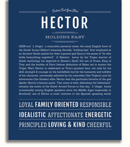 Hector Personalized Name Meaning Art Prints – Name Stories