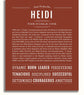 Heidi Personalized Name Meaning Art Prints – Name Stories