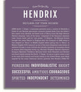 Hendrix Personalized Name Meaning Art Prints – Name Stories