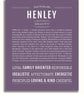 Henley Personalized Name Meaning Art Prints – Name Stories