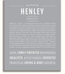 Henley Personalized Name Meaning Art Prints – Name Stories