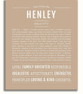Henley Personalized Name Meaning Art Prints – Name Stories