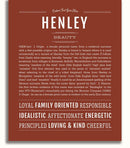 Henley Personalized Name Meaning Art Prints – Name Stories