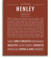 Henley Personalized Name Meaning Art Prints – Name Stories