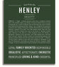 Henley Personalized Name Meaning Art Prints – Name Stories