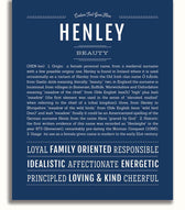 Henley Personalized Name Meaning Art Prints – Name Stories