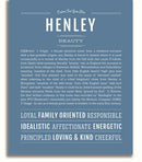 Henley Personalized Name Meaning Art Prints – Name Stories
