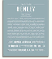 Henley Personalized Name Meaning Art Prints – Name Stories