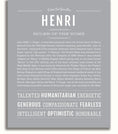 Henri Personalized Name Meaning Art Prints – Name Stories