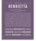 Henrietta | Name Art Print – Name Stories