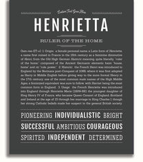 Henrietta Personalized Name Meaning Art Prints – Name Stories