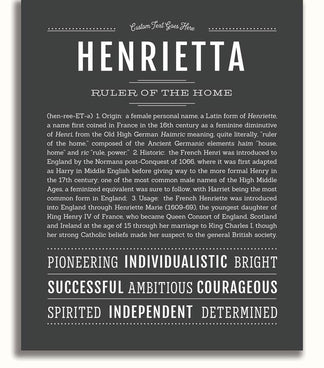 Henrietta Personalized Name Meaning Art Prints – Name Stories