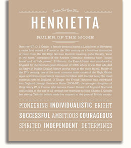 Henrietta Personalized Name Meaning Art Prints – Name Stories