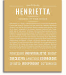 Henrietta Personalized Name Meaning Art Prints – Name Stories