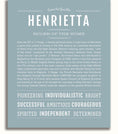 Henrietta Personalized Name Meaning Art Prints – Name Stories