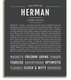 Herman Personalized Name Meaning Art Prints – Name Stories