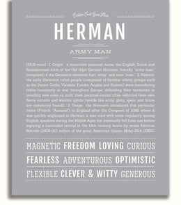 Herman Personalized Name Meaning Art Prints – Name Stories