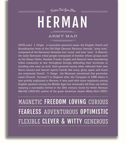 Herman Personalized Name Meaning Art Prints – Name Stories