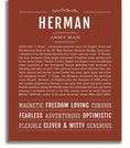 Herman Personalized Name Meaning Art Prints – Name Stories