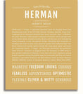 Herman Personalized Name Meaning Art Prints – Name Stories