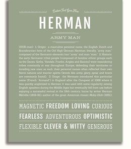 Herman Personalized Name Meaning Art Prints – Name Stories