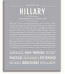 Hillary Personalized Name Meaning Art Prints – Name Stories