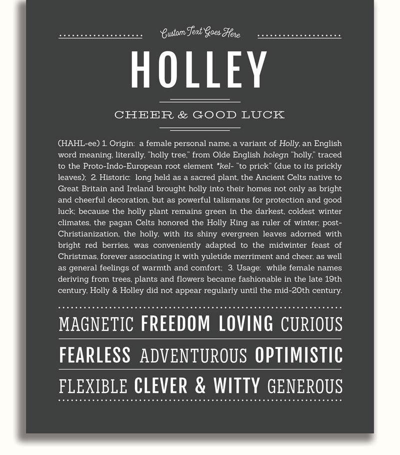 Holley Personalized Name Meaning Art Prints – Name Stories