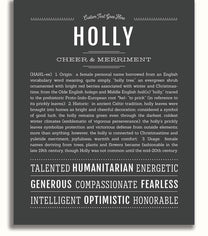 Holly Personalized Name Meaning Art Prints – Name Stories