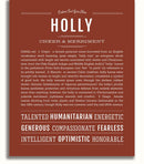 Holly Personalized Name Meaning Art Prints – Name Stories