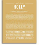 Holly Personalized Name Meaning Art Prints – Name Stories