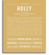 Holly Personalized Name Meaning Art Prints – Name Stories