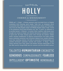 Holly Personalized Name Meaning Art Prints – Name Stories