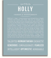 Holly Personalized Name Meaning Art Prints – Name Stories