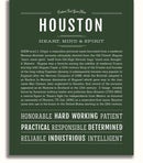 Houston Personalized Name Meaning Art Prints – Name Stories